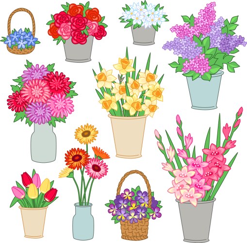 Flower Bucket Drawing | Best Flower Site