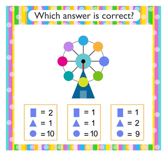 Math activity for kids find the correct answer Vector Image