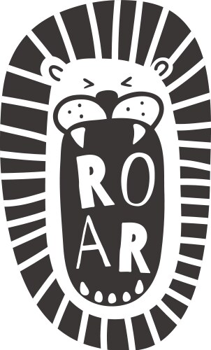 Lion roar cartoon hand draw monster Royalty Free Vector