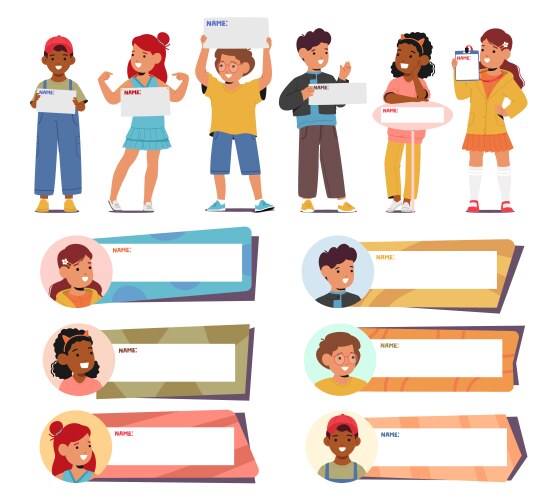 Name Tag for Kids Vector Images (over 590)