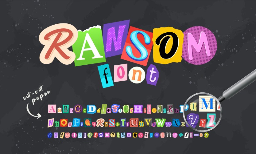 Color letters numbers and punctuation marks cut Vector Image