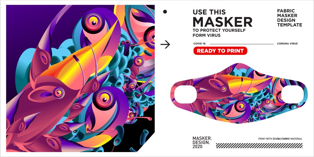 Masker design template and mockup with colorful Vector Image
