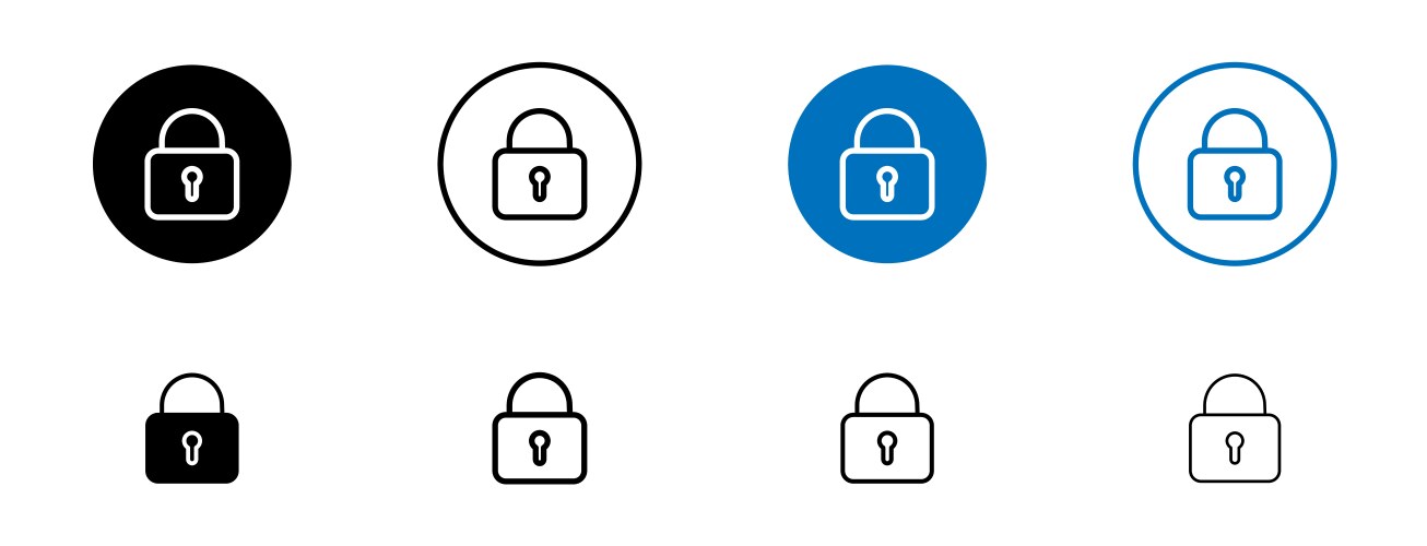 Padlock icon set lock unlock key symbol Royalty Free Vector