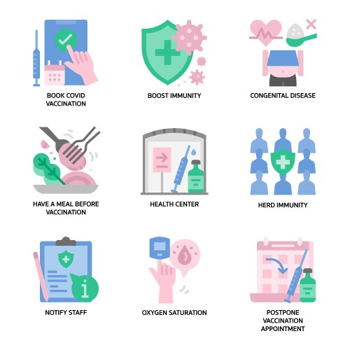 Hospital icon set collection of vaccination Vector Image