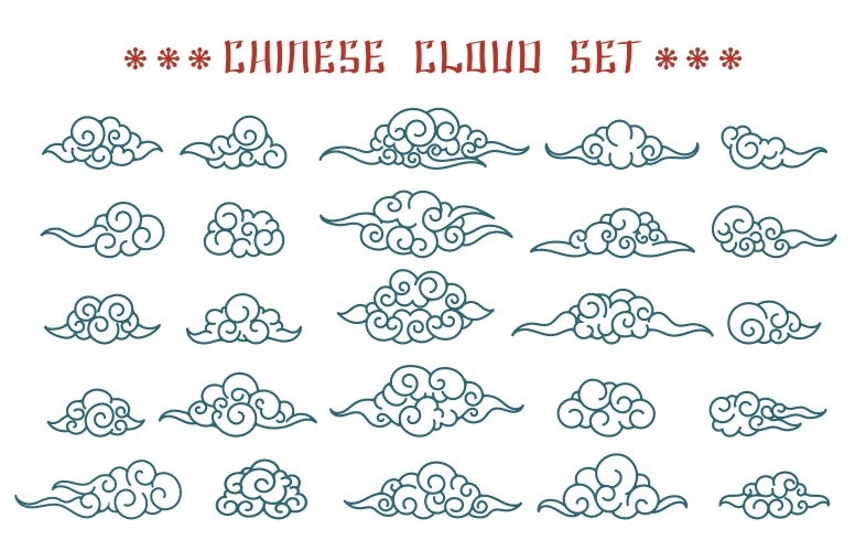 Asian Cloud Motifs Royalty Free Vector Image - VectorStock