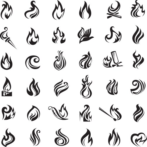 Set of flame symbols Royalty Free Vector Image
