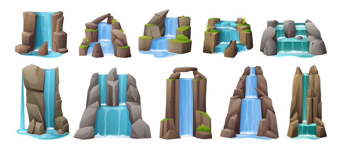 Waterfall Set Cascade Vector Images (over 730)