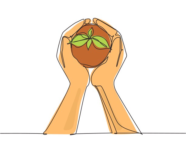 Continuous one line drawing two hands holding Vector Image