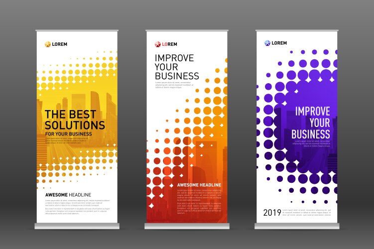 Roll up banner vertical design template Royalty Free Vector