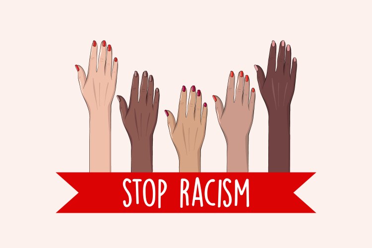 No to racism text message for protest action Vector Image