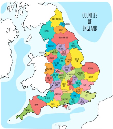 Map england with districts Royalty Free Vector Image