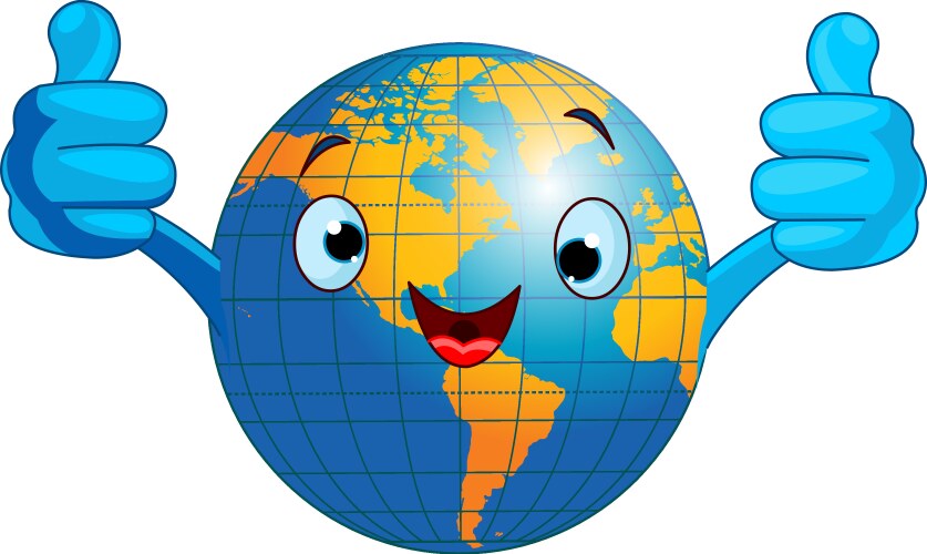Cartoon world globe pointing Royalty Free Vector Image