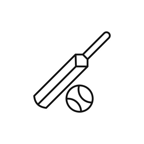 Cricket icon set bat and ball symbol Royalty Free Vector