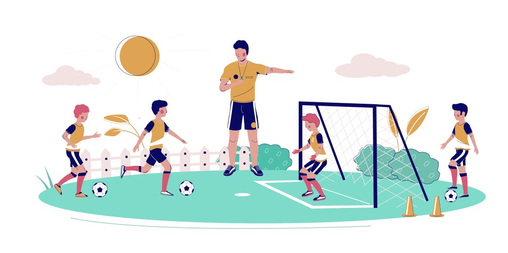 Boys kids playing soccer football Royalty Free Vector Image
