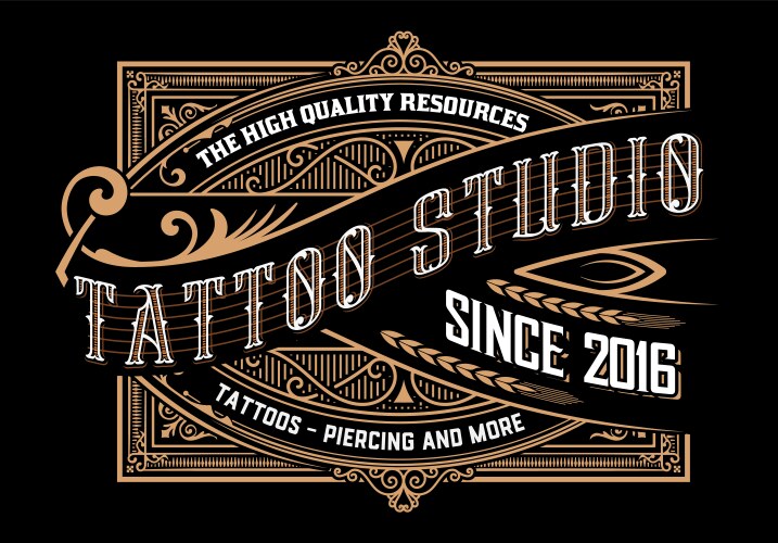 Vintage lettering for tattoo studio Royalty Free Vector