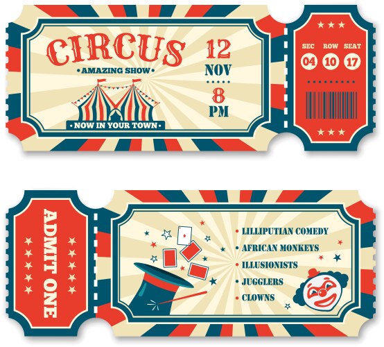 Circus tickets template Royalty Free Vector Image
