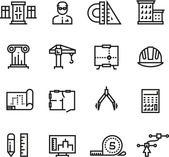 Architecture construction building icon set Vector Image Architecture construction building icon set Vector Image