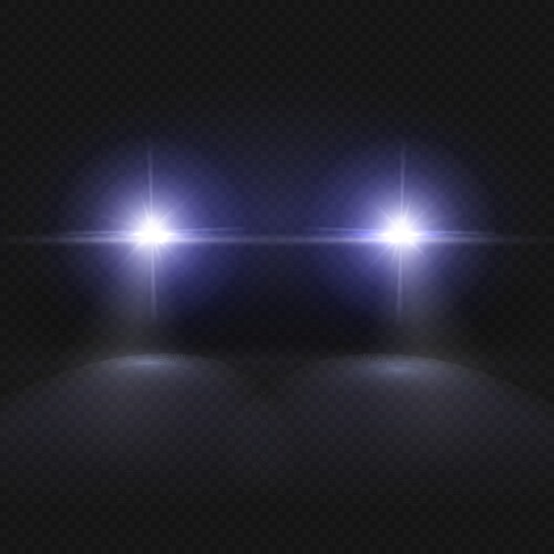 Car headlights realistic round bright cars Vector Image