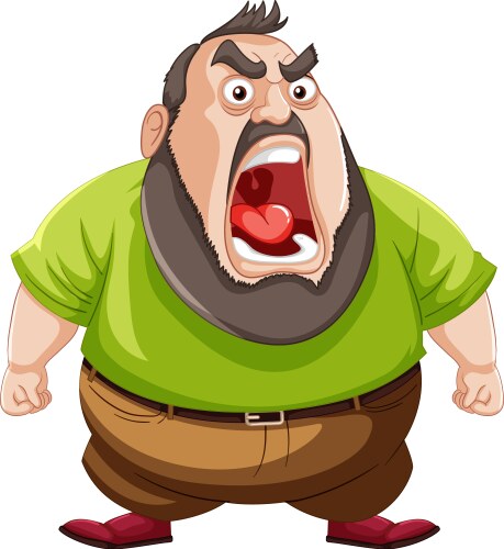 Cartoon of a man yelling with furious expression Vector Image