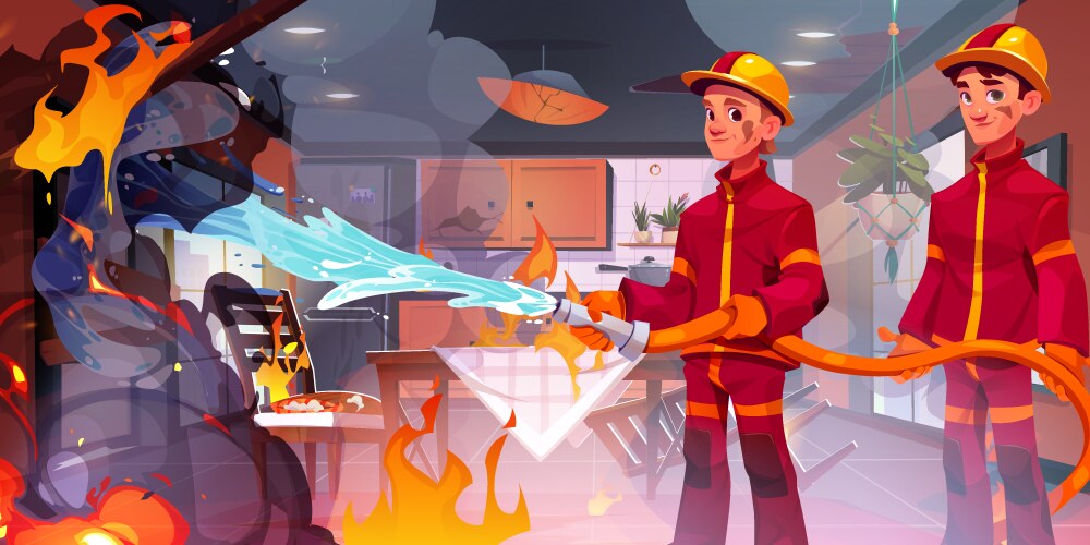 Fire in house cartoon Royalty Free Vector Image