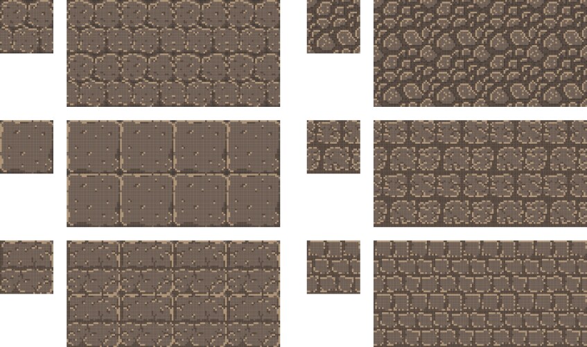 Pixel art style set of different texture Vector Image