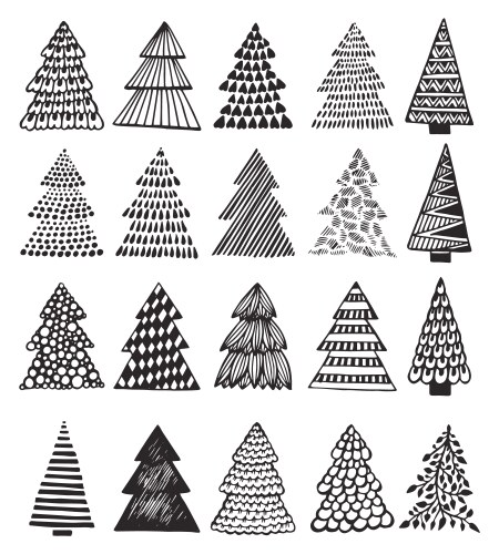 Doodle christmas tree winter holiday hand drawn Vector Image