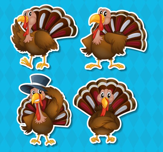 Wild turkey with hands on hips front view cartoon Vector Image