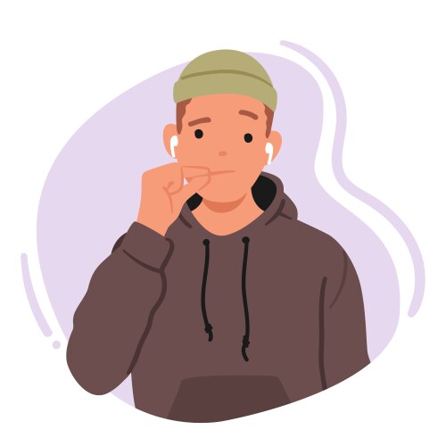 Man making a silence gesture indicating the need Vector Image