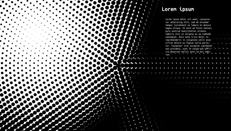 Monochrome gradient white halftone dots background