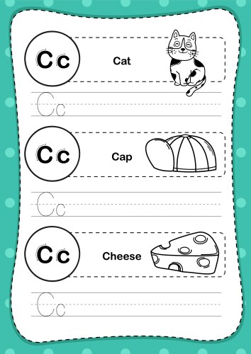 Alphabet letter c-cat exercise with cartoon Vector Image