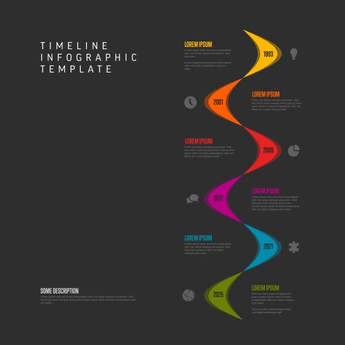 Color horizontal timeline with wavy curves Vector Image