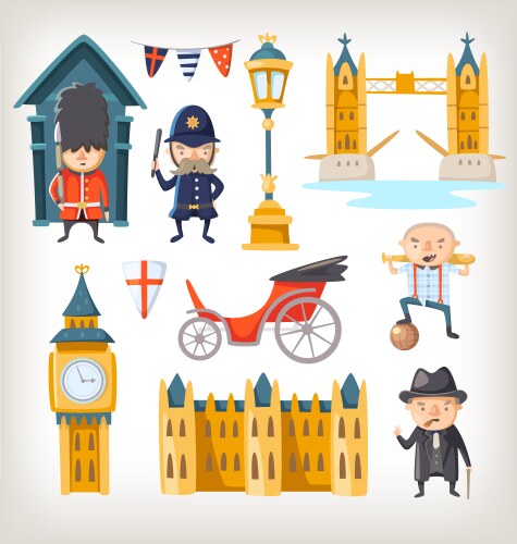 Cartoon london sights england Royalty Free Vector Image