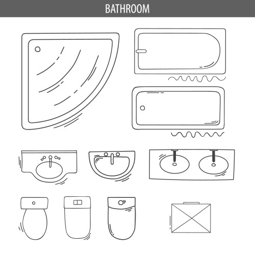 Big set of icons for interior top view plans Vector Image