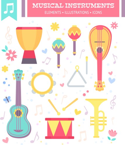 Border template with musical instruments Vector Image