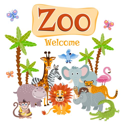 Zoo animals poster template Royalty Free Vector Image