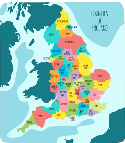 Map england with districts Royalty Free Vector Image
