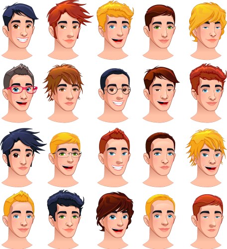 Varied male fashion avatar Royalty Free Vector Image