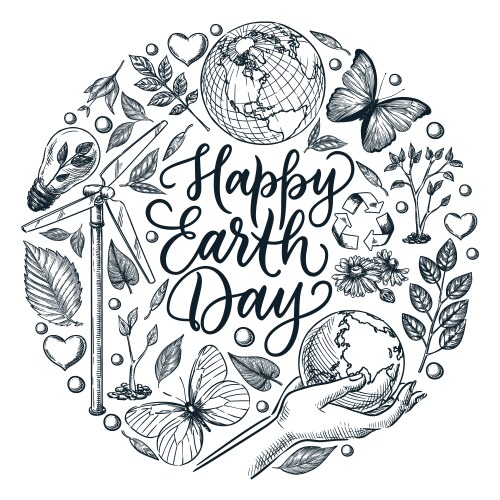 Earth day calligraphy lettering banner poster Vector Image