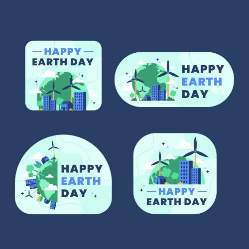 Gradient earth day labels collection Royalty Free Vector
