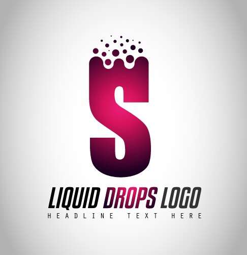 Letter l with flow drops Royalty Free Vector Image