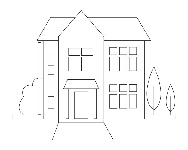 Easy simple house coloring page modern art Vector Image