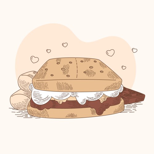 Engraving hand drawn smore Royalty Free Vector Image