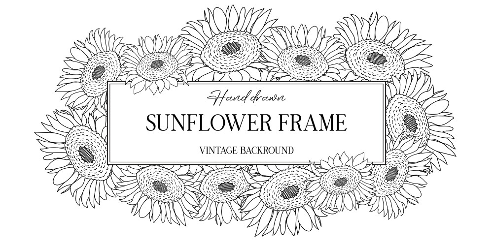 Hand drawn botanical frame with sunflowers Vector Image