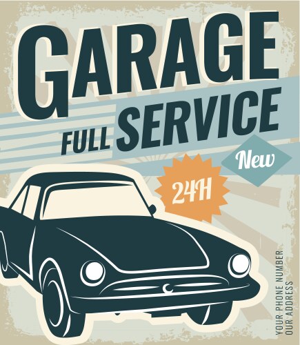 Retro garage service colorful poster Royalty Free Vector