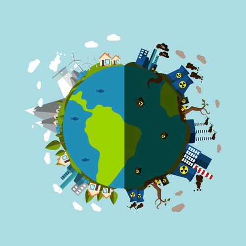 Poster design for stop pollution with earth Vector Image
