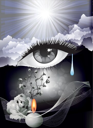 Black awareness ribbon with white candle Vector Image