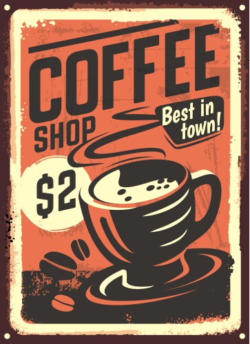 Retro poster design template for coffee shop Vector Image