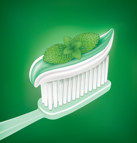 Whitening toothpaste ads mint leaves background Vector Image