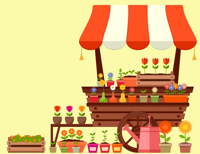 Fruit market showcase stand with fruits Royalty Free Vector