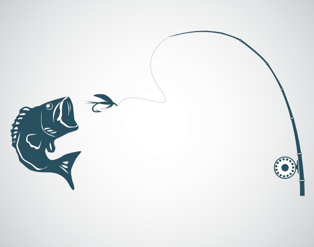 Fly-fishing on white background Royalty Free Vector Image